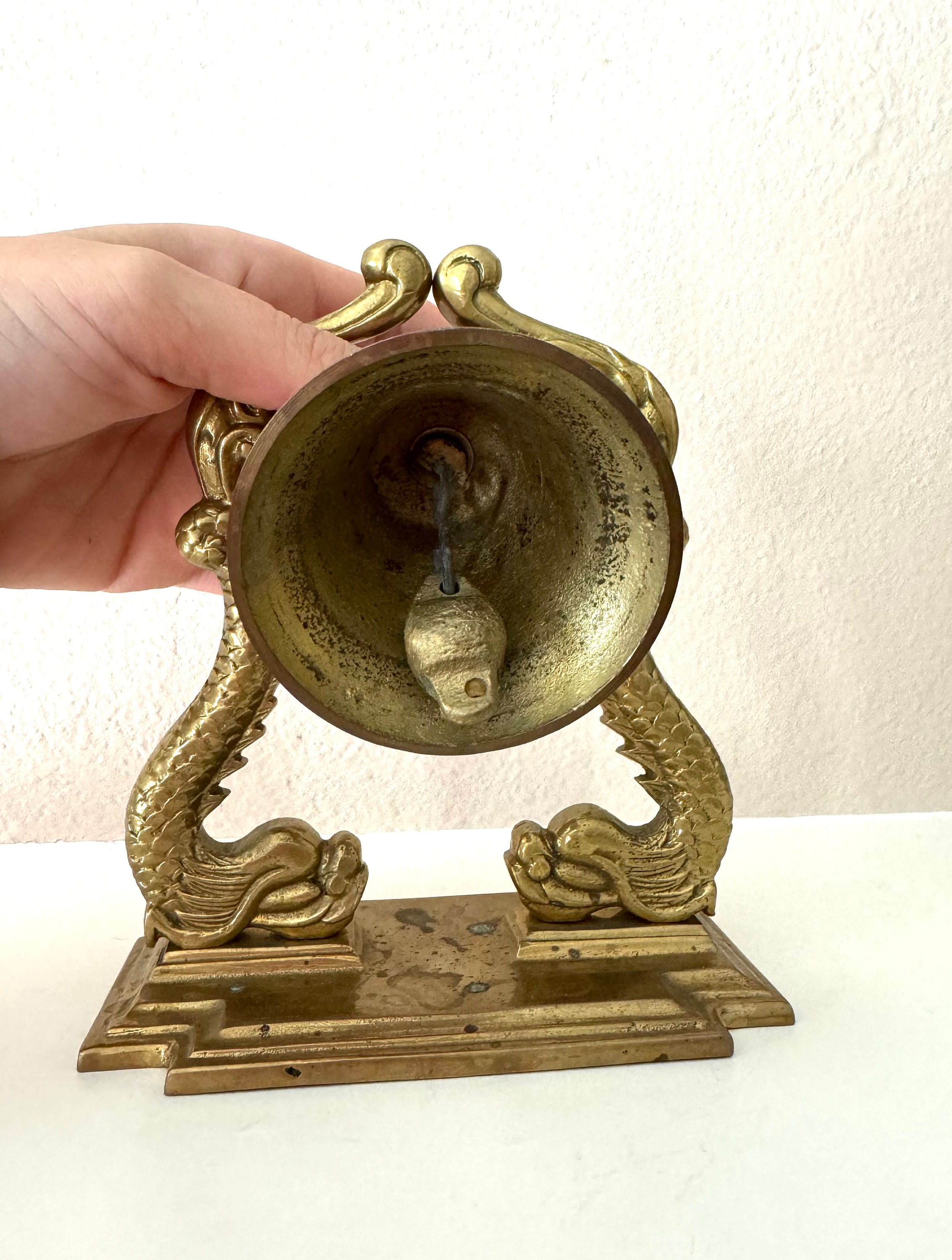 Vintage Ship Navy Submarine Captains Bell With Dolphin Dragon Fish ...