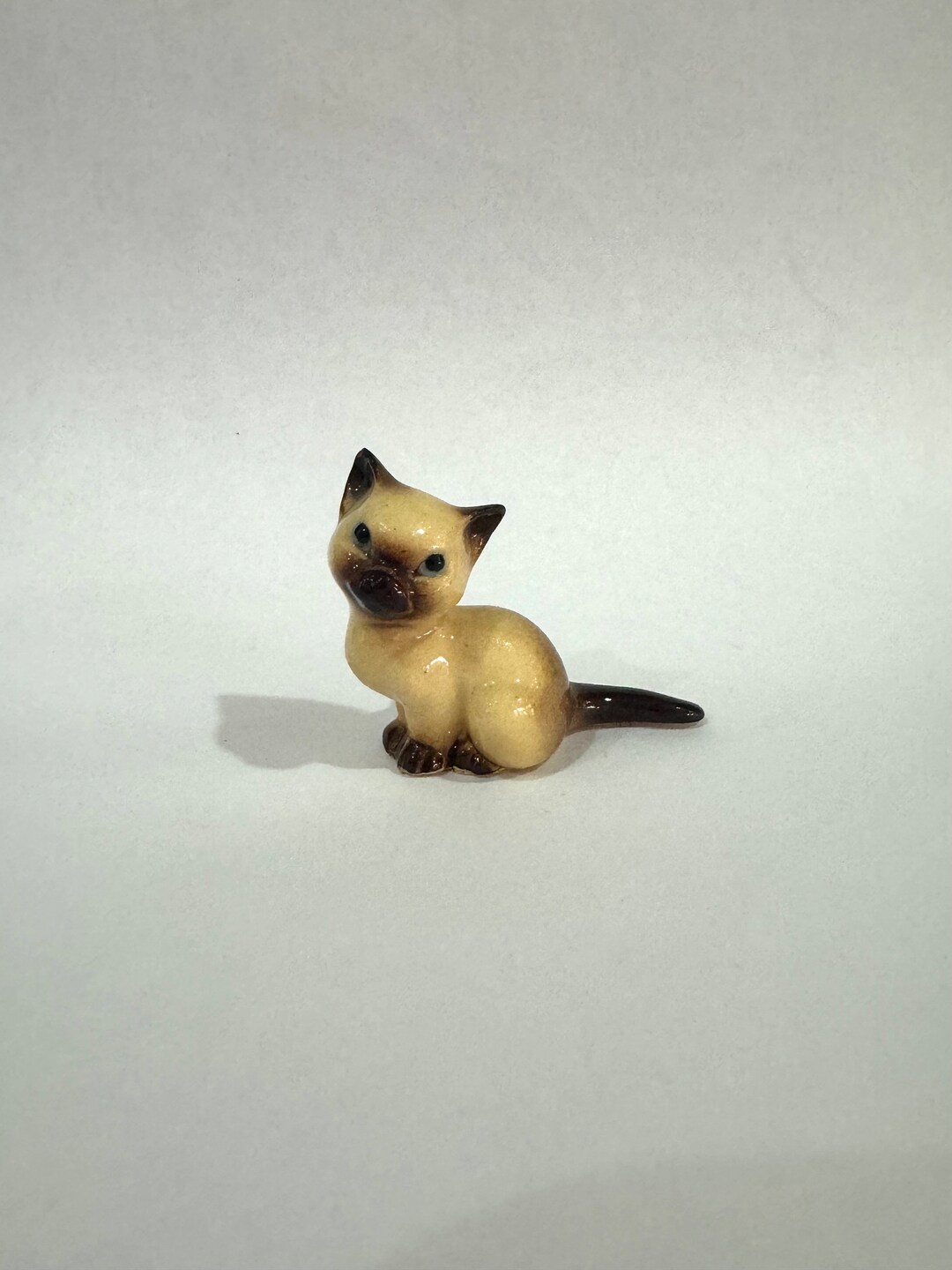 Vintage Miniature Itty Bitty Kitty Blue Eyed Siamese Cat Figurine ...