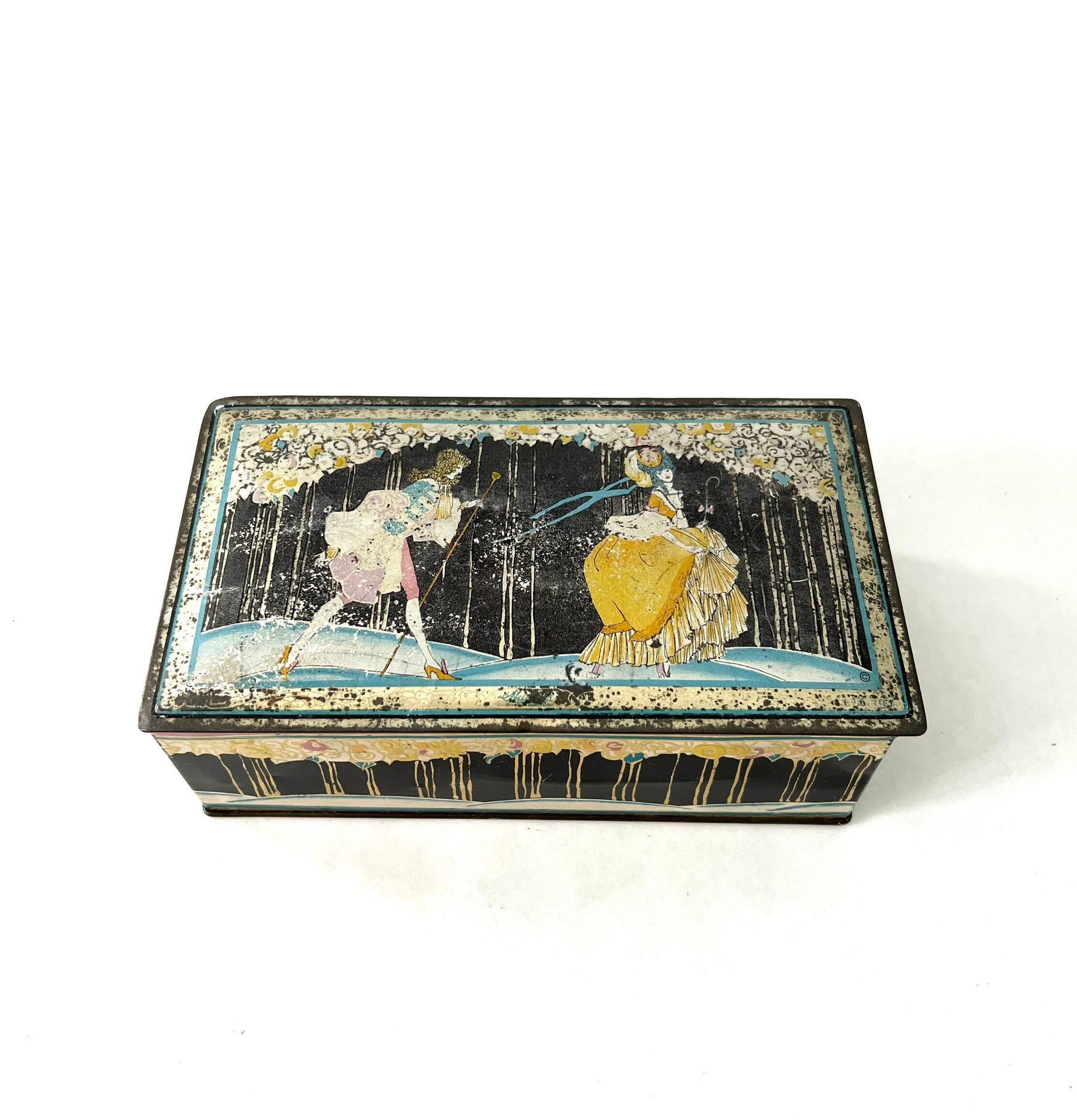 Antique Canco Art Nouveau Hinged Tin Box With 1700s Courtship Scene ...