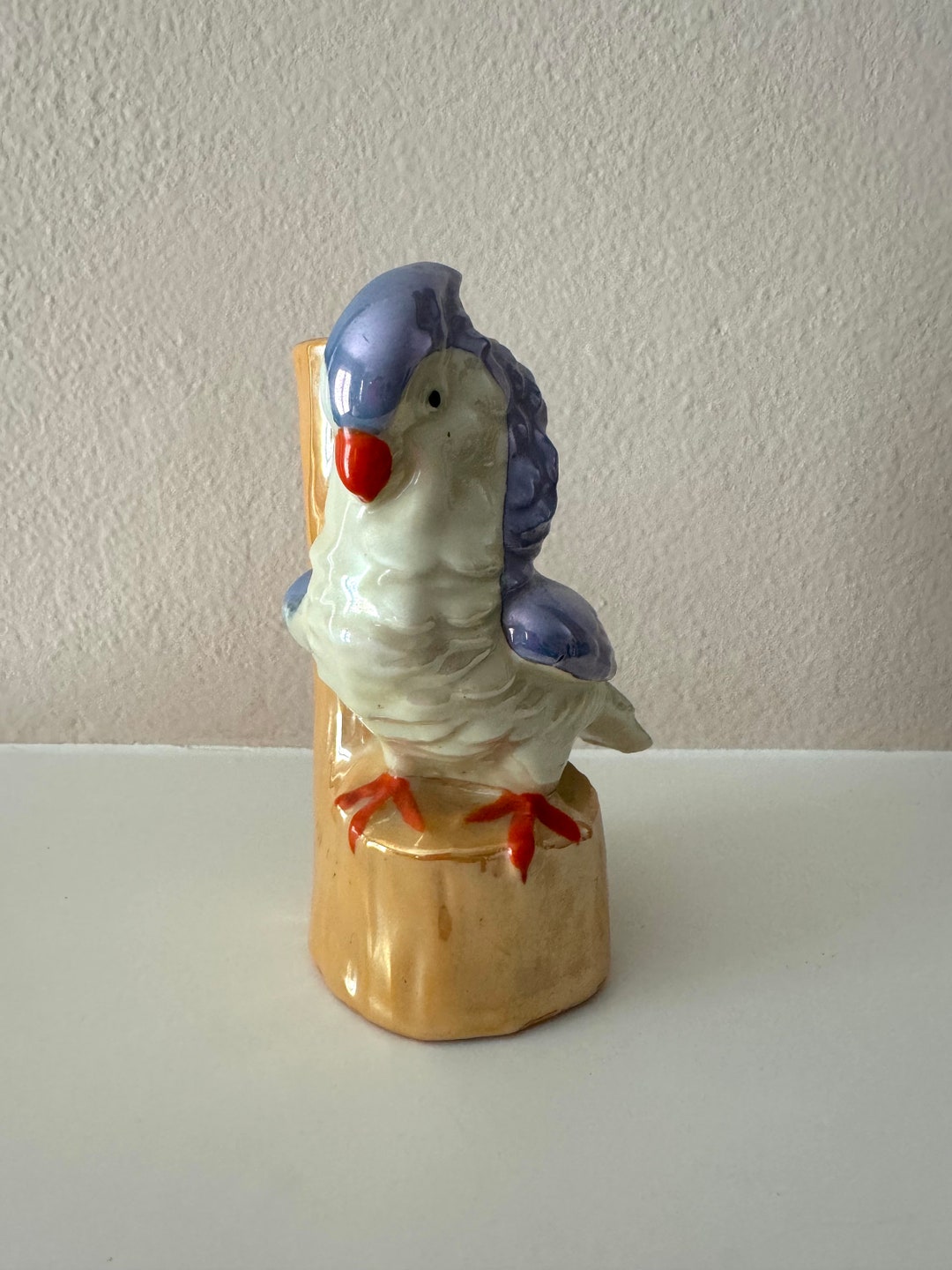 Vintage Periwinkle Blue Lusterware Parrot Cockatoo Cockatiel Bird ...