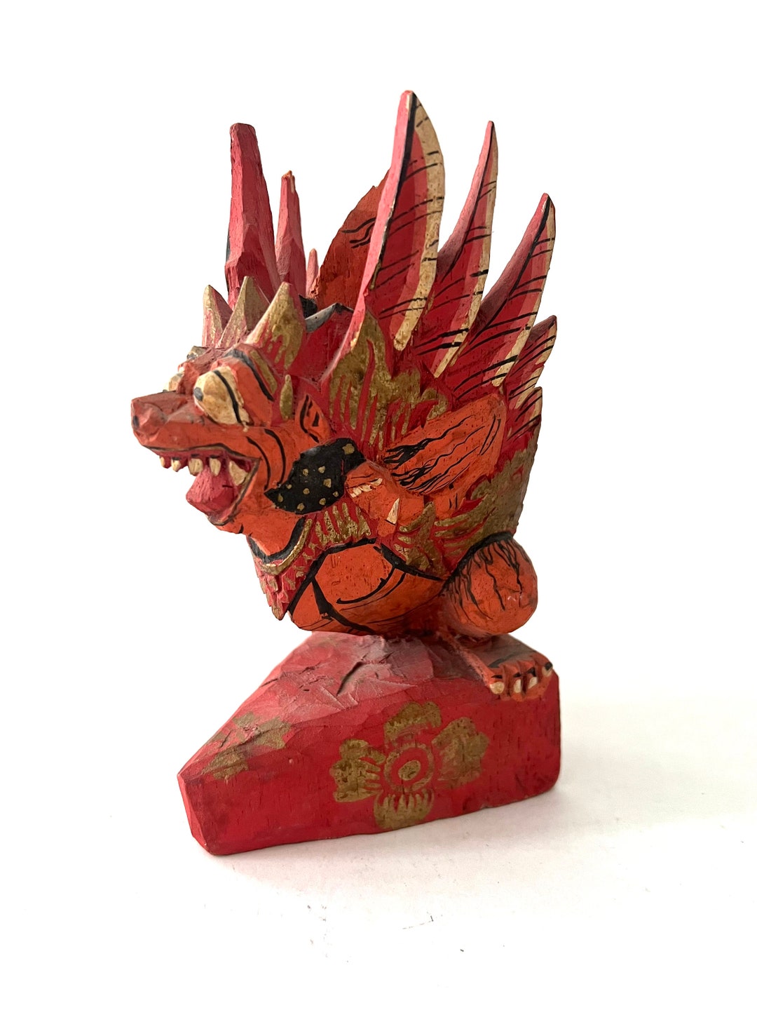 Vintage Balinese Wood Carved Hand Painted Barong Mythical Creature ...