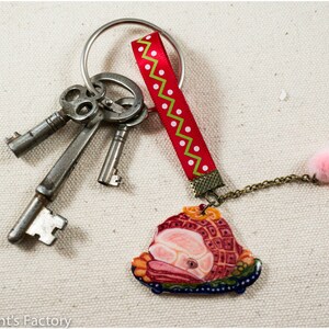 Hand Drawing Ham Keychain | Etsy