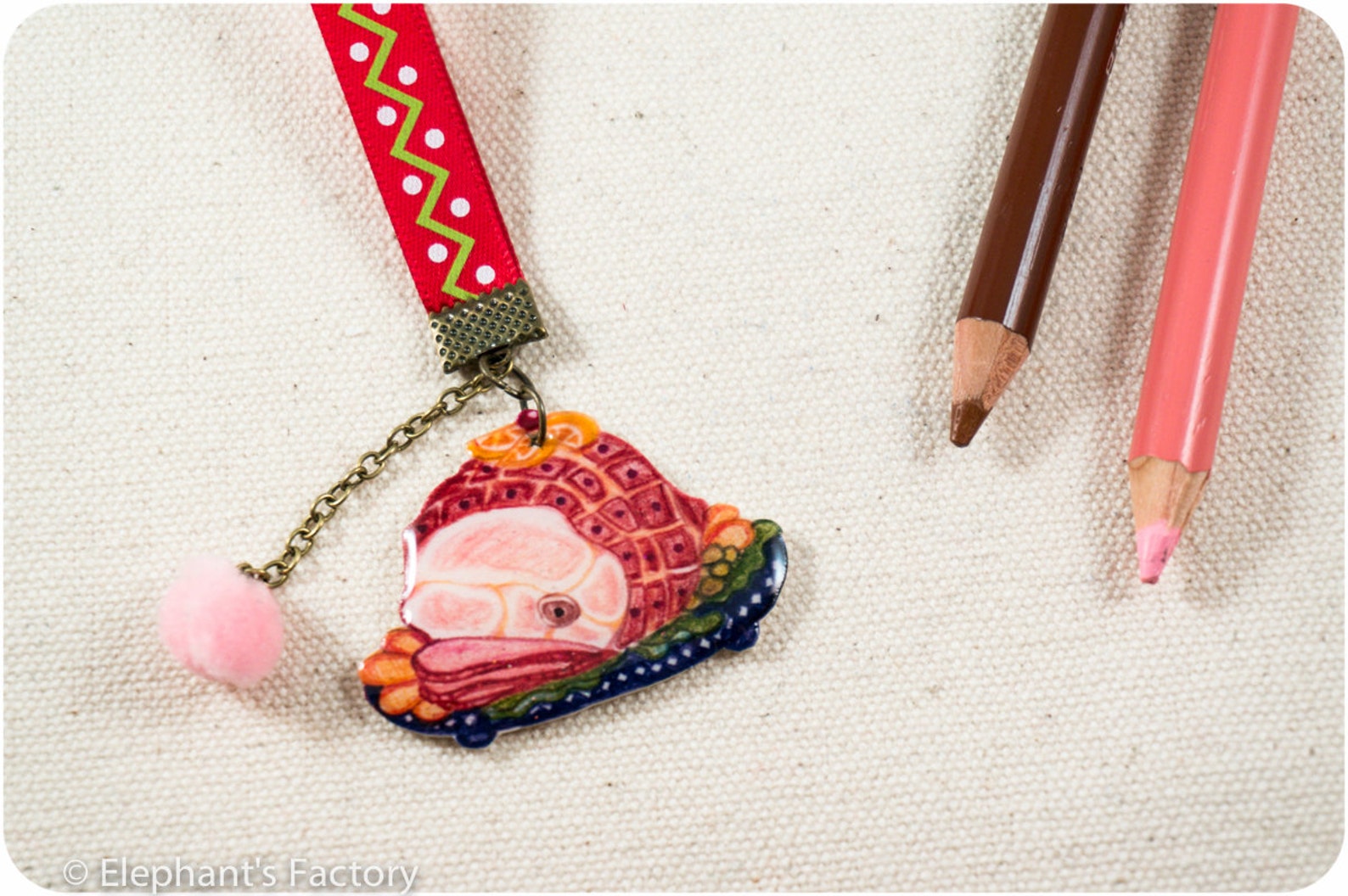 Hand Drawing Ham Keychain | Etsy