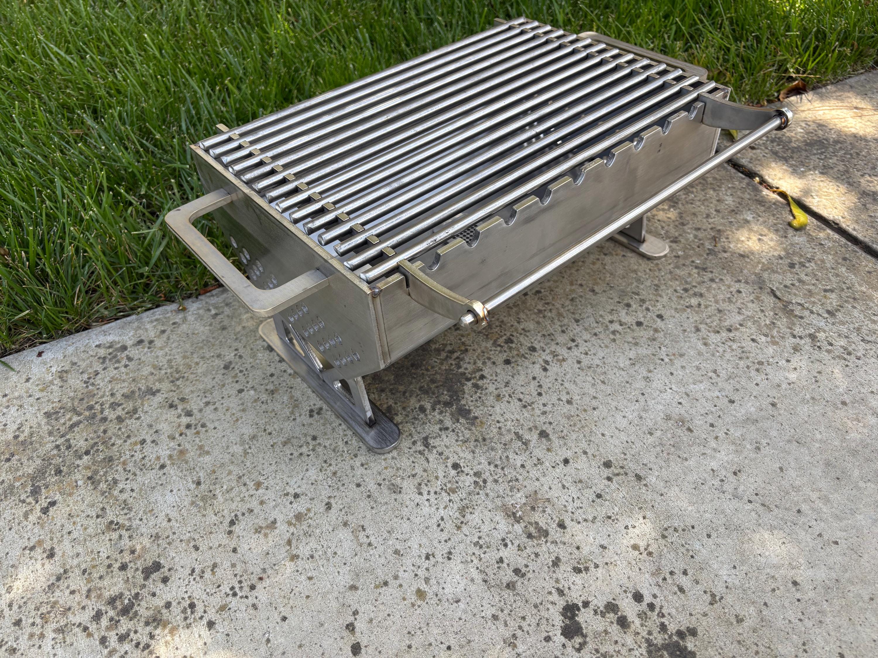 18”x11” Hibachi Grill Portable Fire Pit, Stainless Charcoal Kebab Bbq, Teppanyaki Grill ...