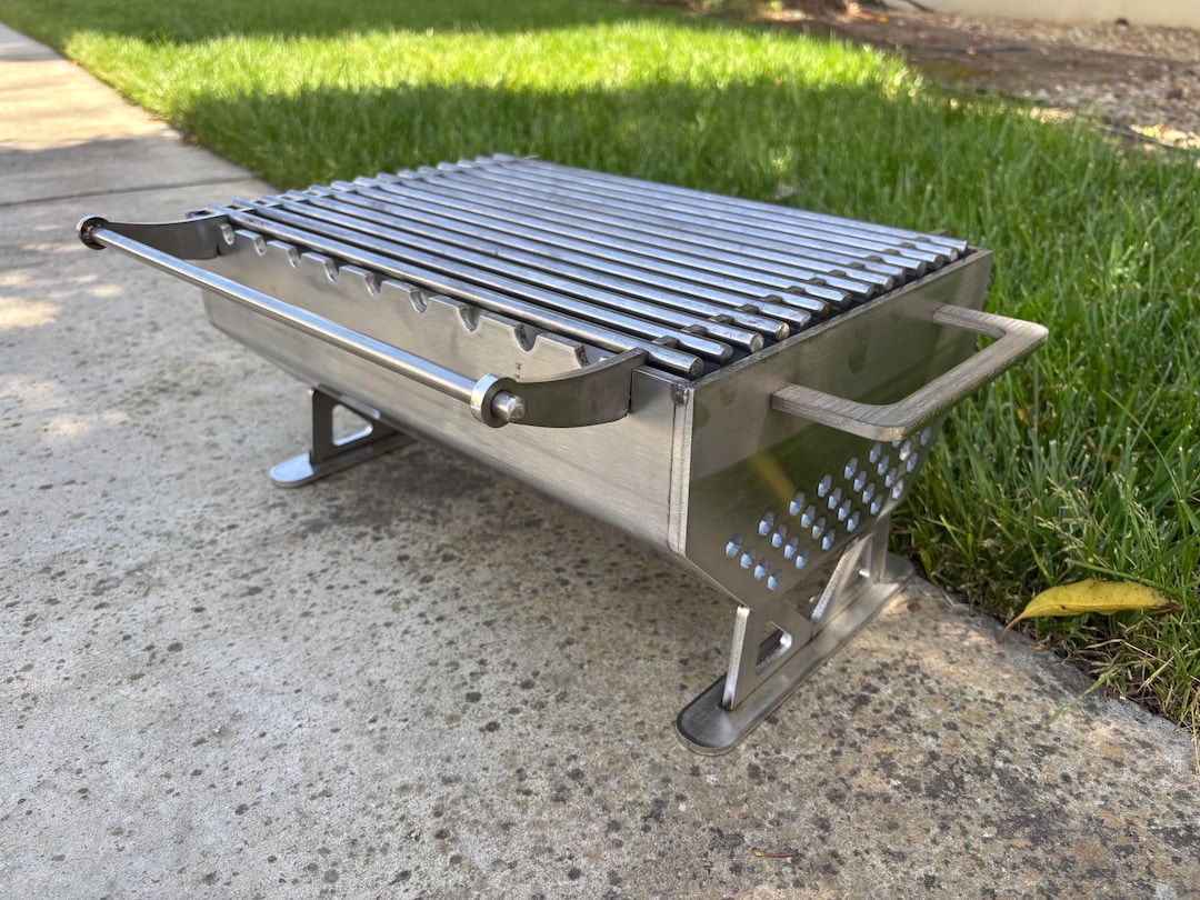 18”x11” Hibachi Grill Portable Fire Pit, Stainless Charcoal Kebab Bbq ...