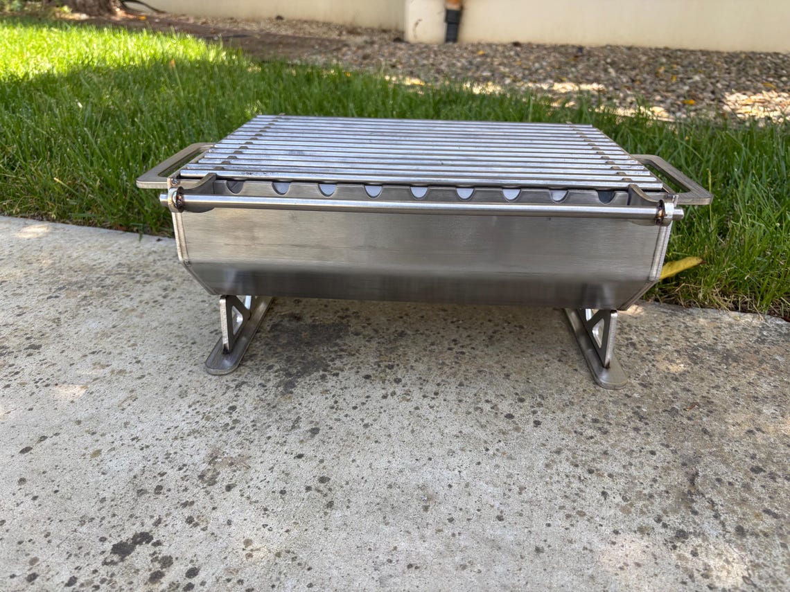 18”x11” Hibachi Grill Portable Fire Pit, Stainless Charcoal Kebab Bbq ...