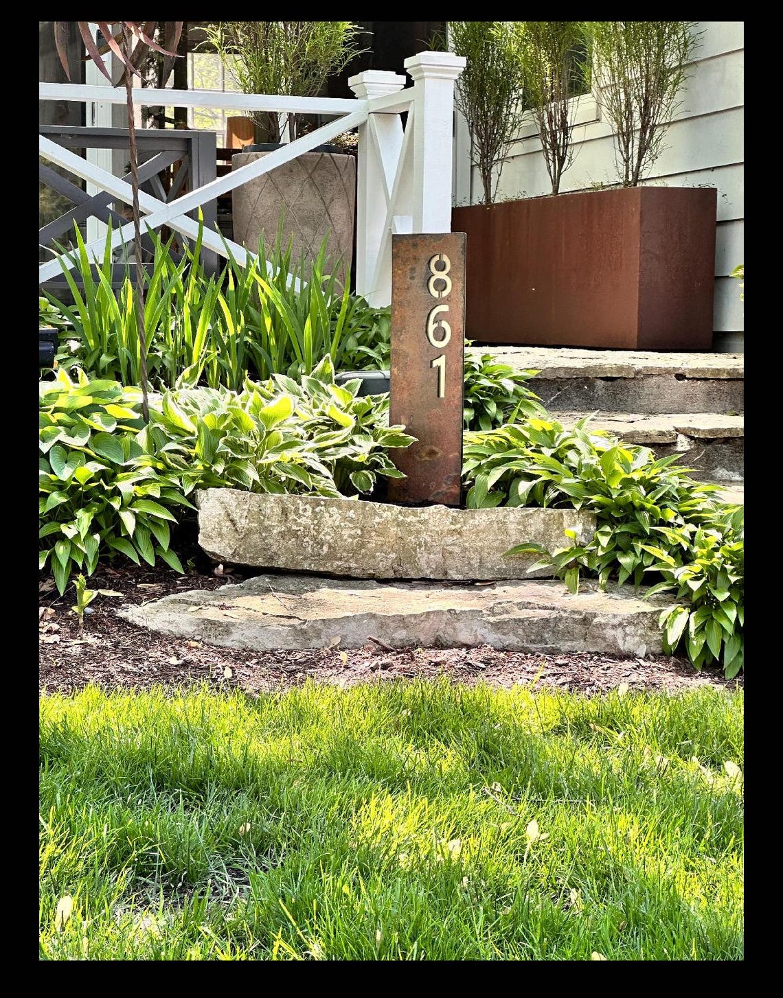 Corten and Stainless Steel Custom Address Sign | Yard Address Sign - Etsy