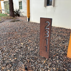 Corten and Stainless Steel Custom Address Sign | Yard Address Sign - Etsy