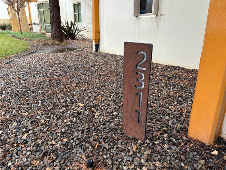 Corten and Stainless Steel Custom Address Sign | Yard Address Sign - Etsy
