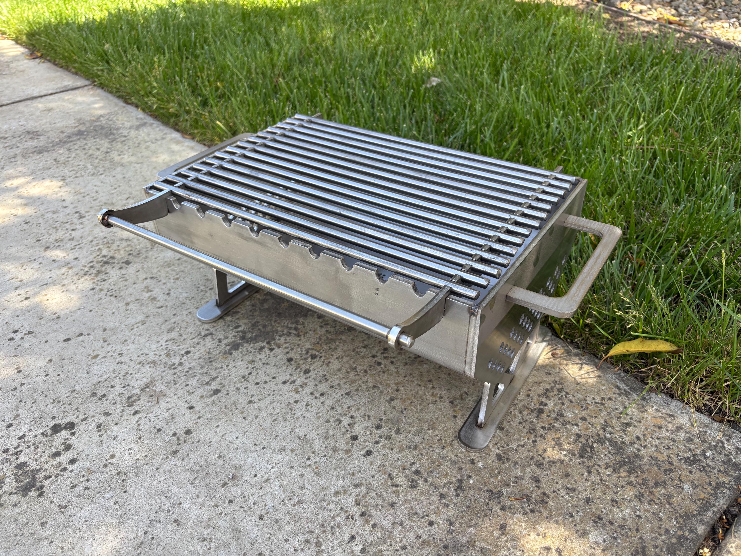 18”x11” Hibachi Grill Portable Fire Pit, Stainless Charcoal Kebab Bbq ...