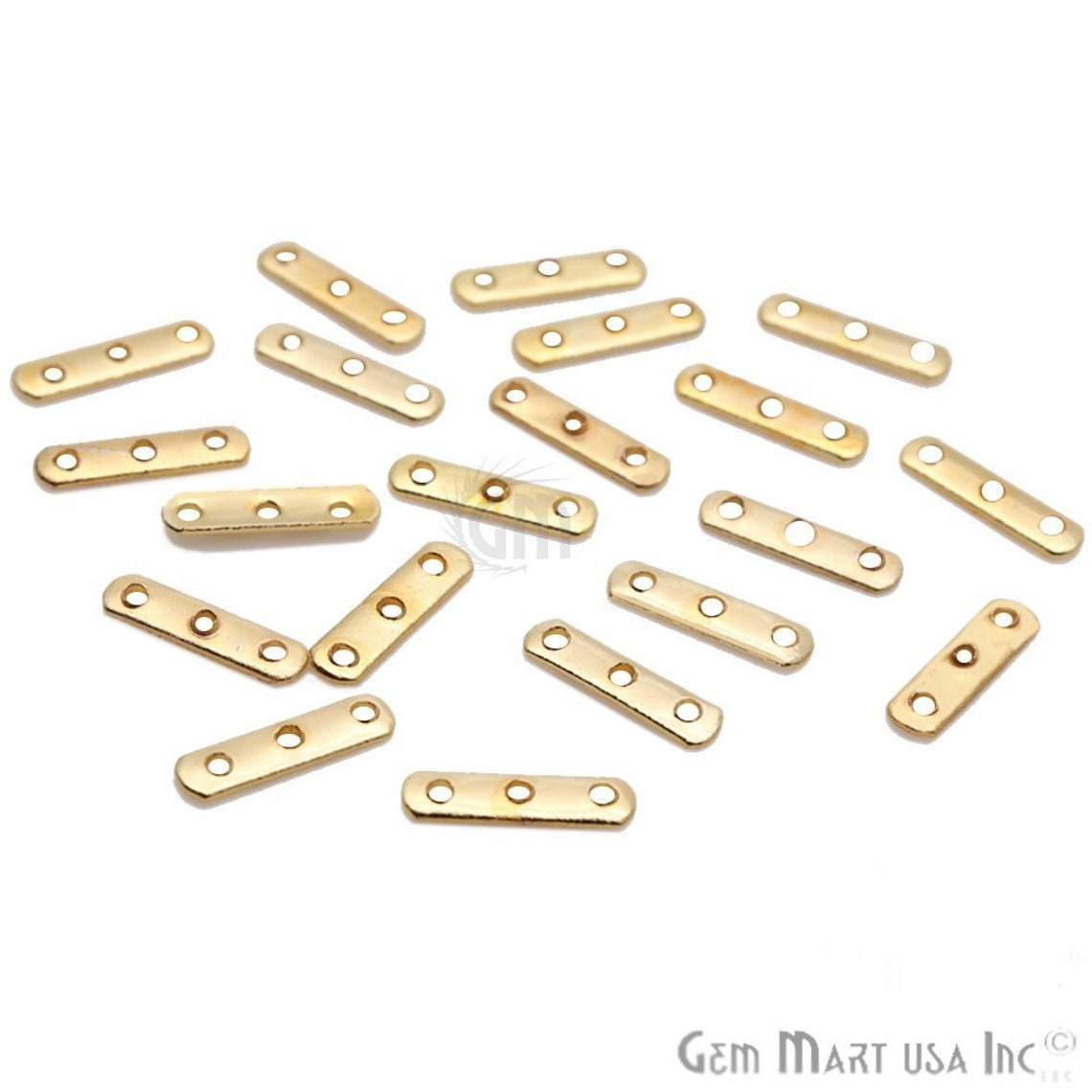 5pc Lot Gold Spacers Bar, 3 Hole Bar, Gold Plated Multi Strand ...