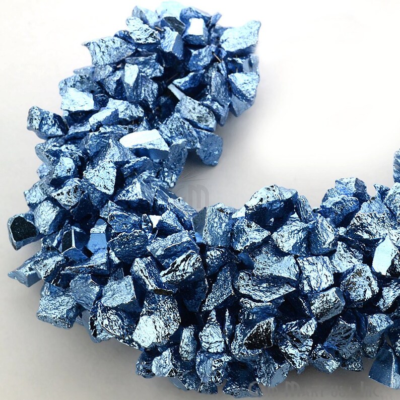 1 Strand Light Blue Pyrite Aaa High Quality Rough Nugget 10