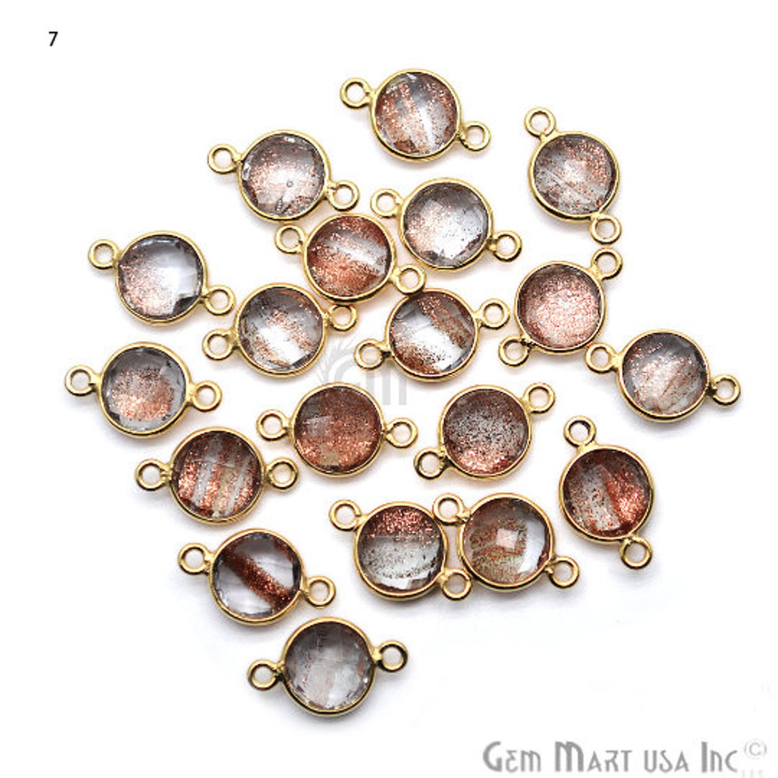 Gemstone Bezel Connector, 8mm Round Shape Connector, Gold Connector ...