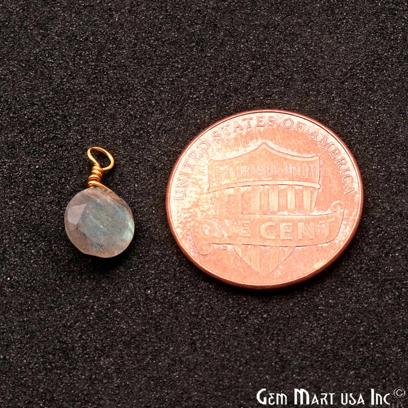 Labradorite, Gold Plated Wire Wrapped Pendant, Round Shaped Gemstone ...