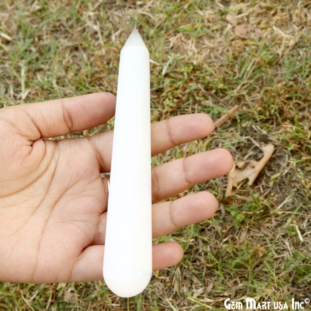 Selenite Pencil Point Tower, Natural White Selenite, Large Pointed ...