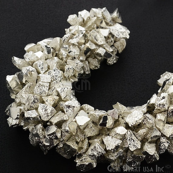1 Strand Silver Color Pyrite Aaa High Quality Rough Nugget | Etsy