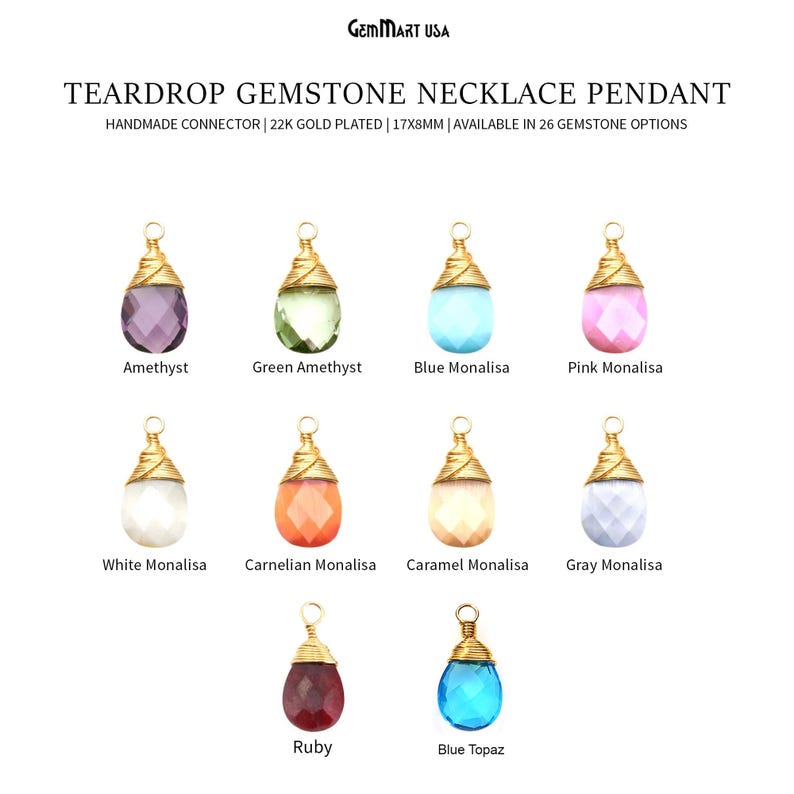 Natural Faceted Pears Tiny Charm Pendant Wire Wrapped Gold Plated ...