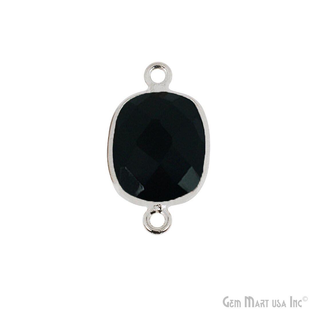 Natural Black Onyx, Bezel Octagon Shape Connector, 9x11mm Octagon ...