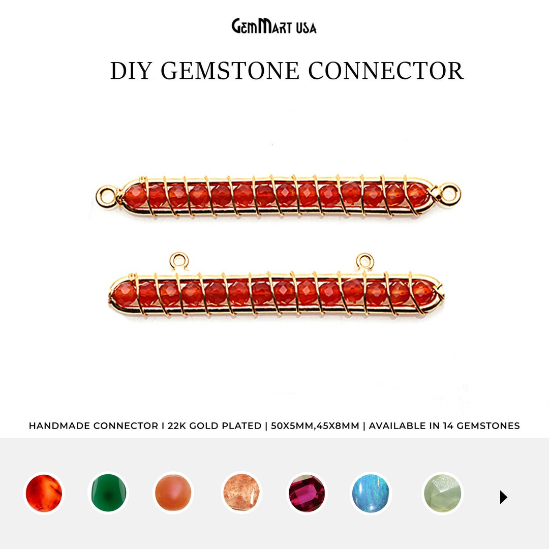 Wire Wrapped Beaded Gemstone Connector, Round Gemstone Beads Rectangle ...