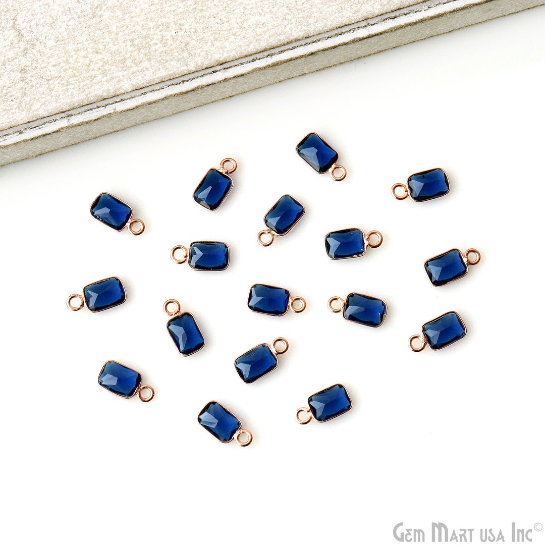 Sapphire Quartz Brilliant Cut Connector, 7x5mm Octagon, Rose Gold ...