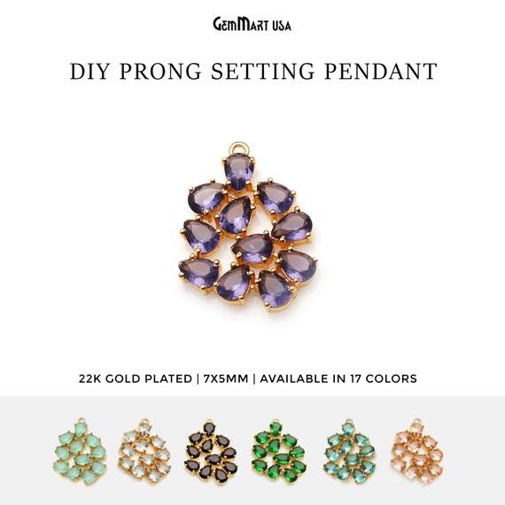 Pear Shape Gemstones Component Connector 7x5mm Gold Plated - Etsy