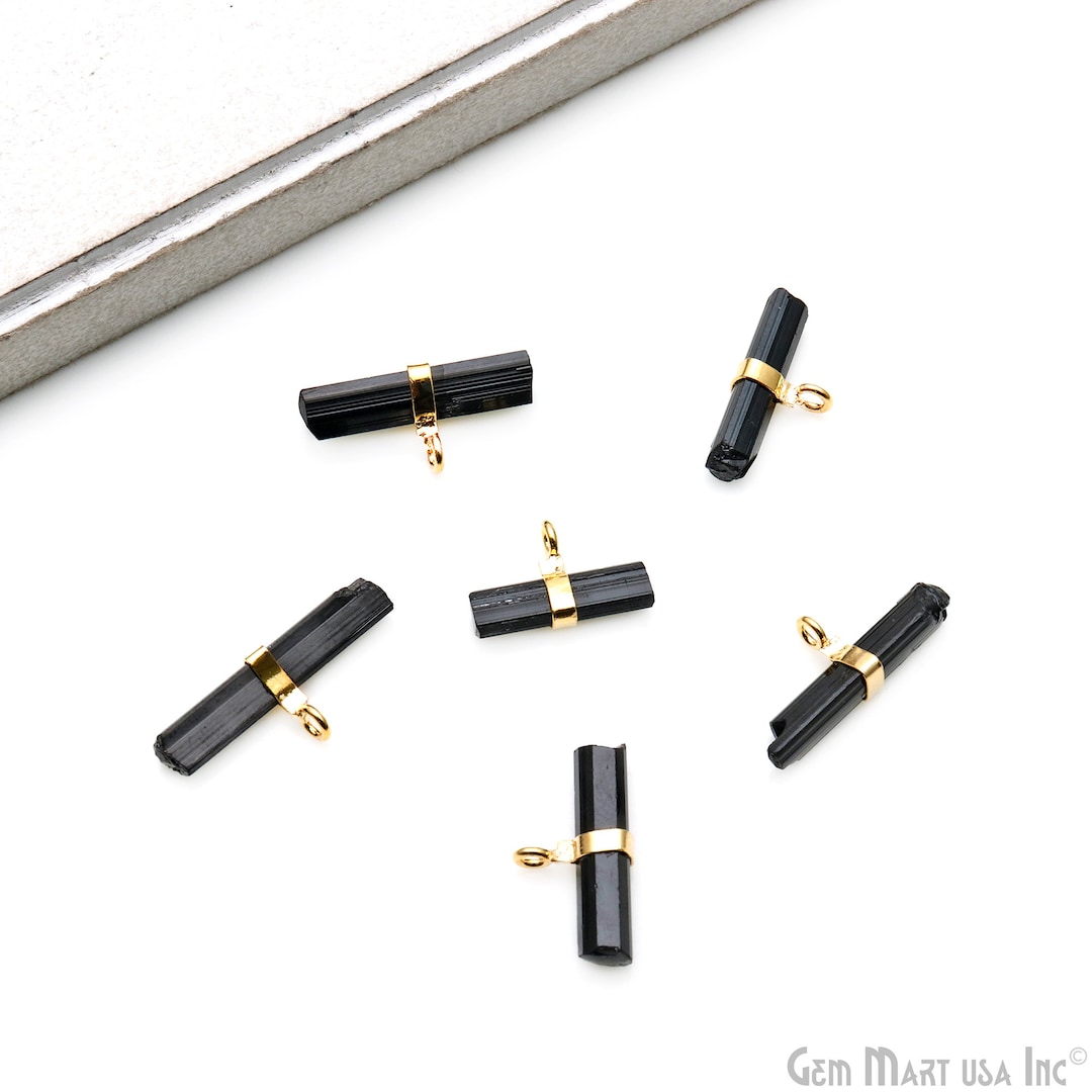 Black Tourmaline Gemstone Stick Necklace Pendant 20x11mm - Etsy