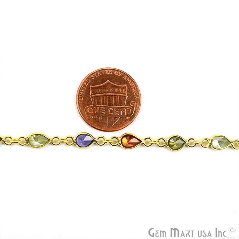 Multi Color Pear Shape Gemstone Connector Cable Chain 5x3 Mm - Etsy
