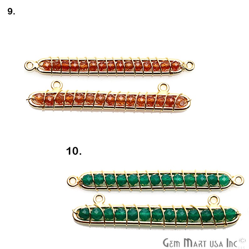 Wire Wrapped Beaded Gemstone Connector Gold Jewelry Earrings | Etsy