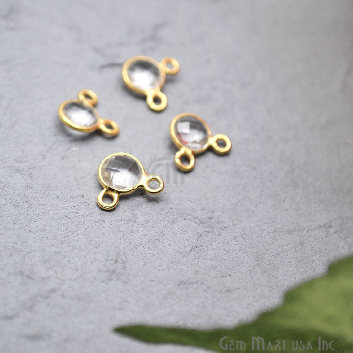 Crystal Connector, 6mm Round Connector, Gold Bail Connectors ...