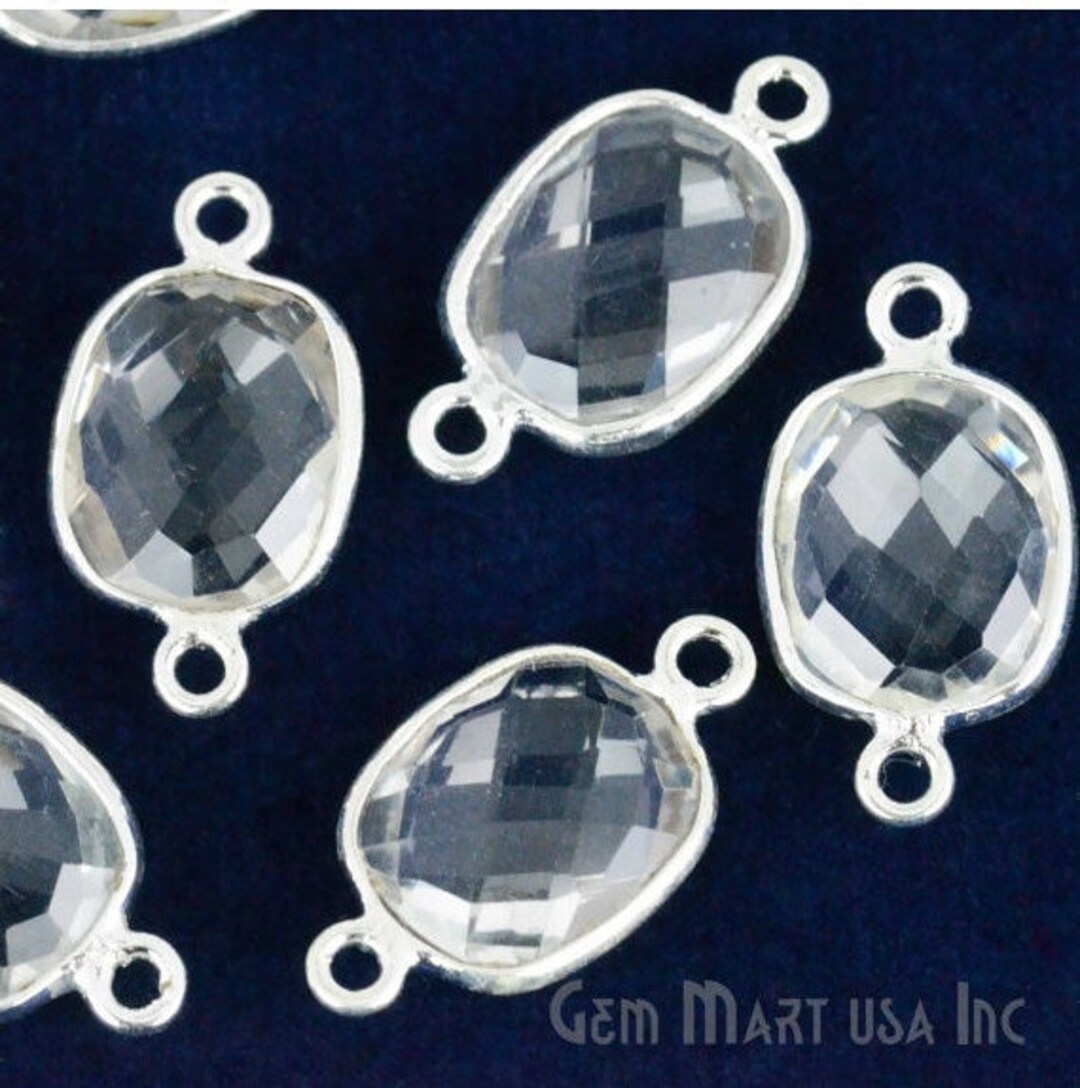 Natural Crystal, Bezel Octagon Shape Connector, 9x11mm Octagon Silver ...