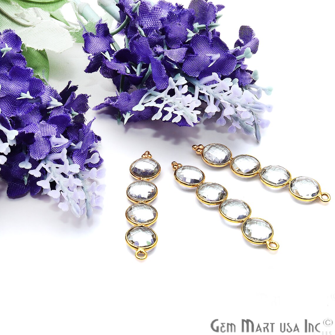 Crystal Gemstone Component Connector, Gold Plated, Diy Earring, Diy ...