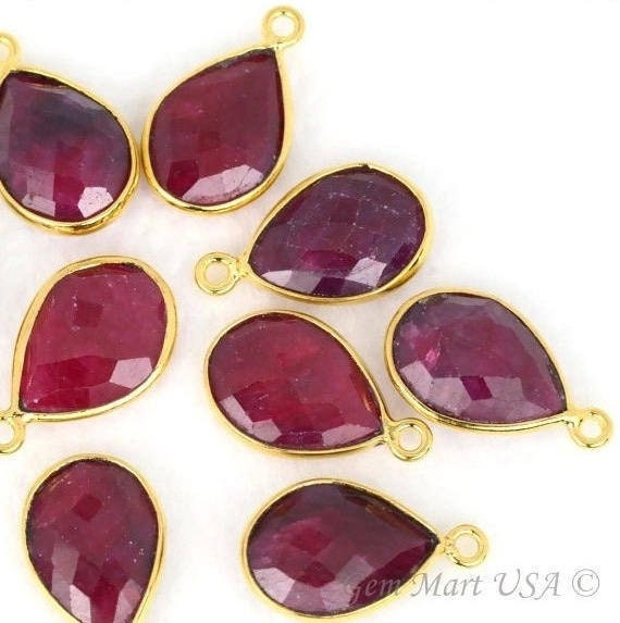 Natural Ruby Bezel Pears Shape Connector10x14mm Pears 24k | Etsy