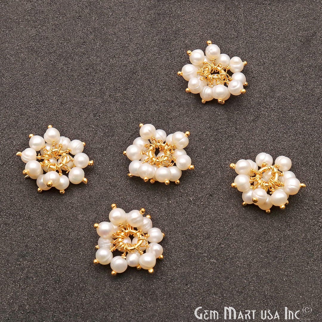 Freshwater Pearl Tiny Gemstone Cluster Beads Necklace Pendant, Cluster ...