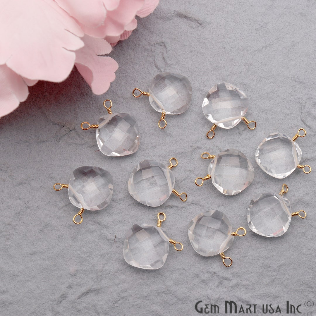 Crystal Connector, 14mm Cushion Connector, Gold Wire Wrapped Connector ...