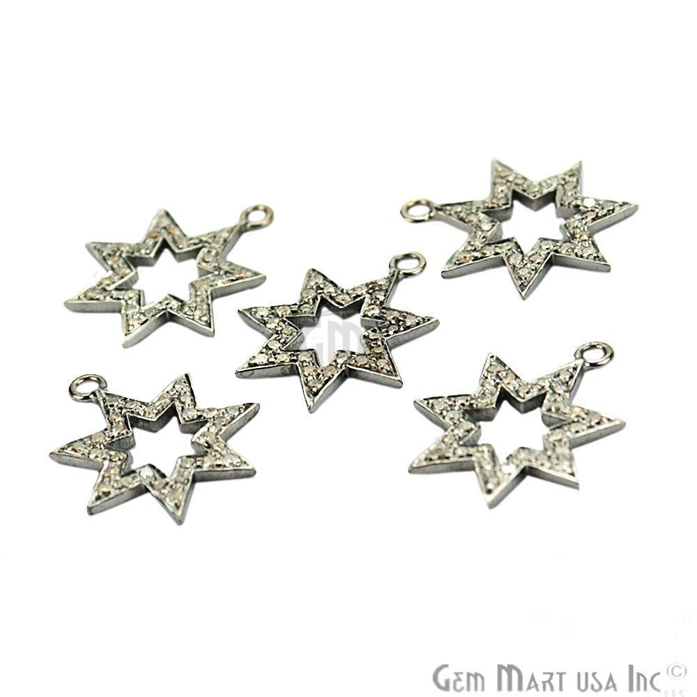 Star Shape Diamond Charms Pendant 19x16mm 925 Sterling Silver - Etsy UK