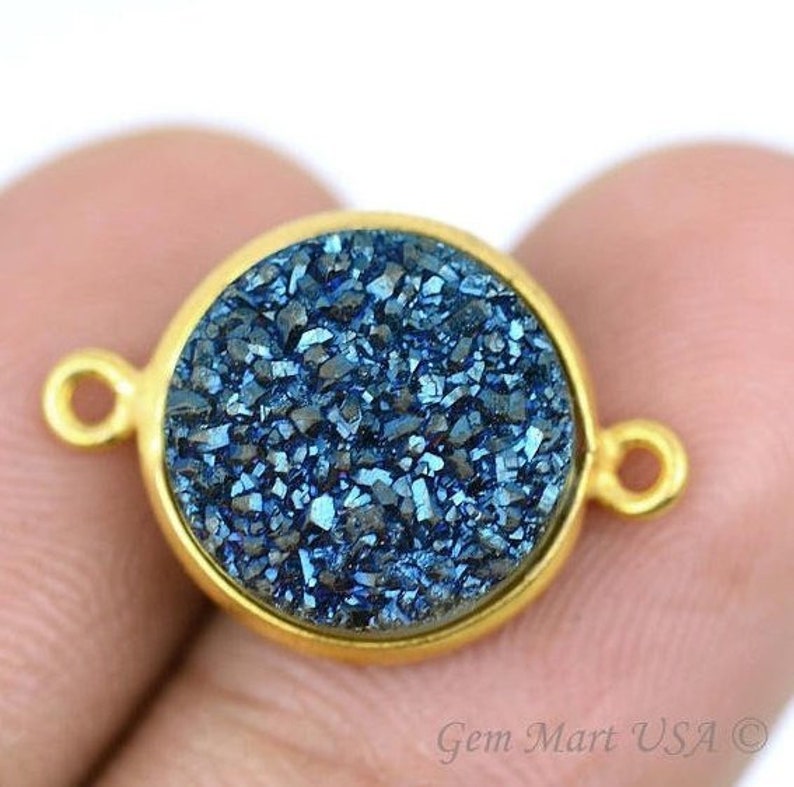 Natural Blue Druzy Bezel Round Shape Connector 14mm Round - Etsy