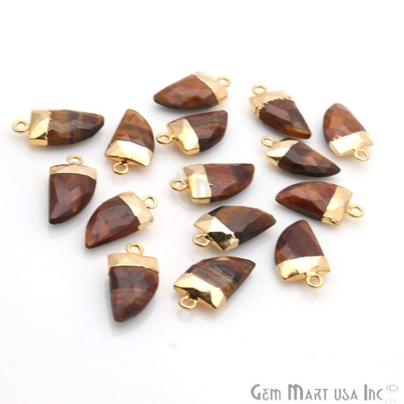 Tiger Eye Connector, Gold Electroplated Pendant, Tiger Nail Shape ...