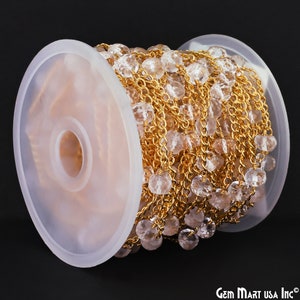 Crystal Station Chain, Rondelle Beads Chain, Gold Plated, Bracelet ...