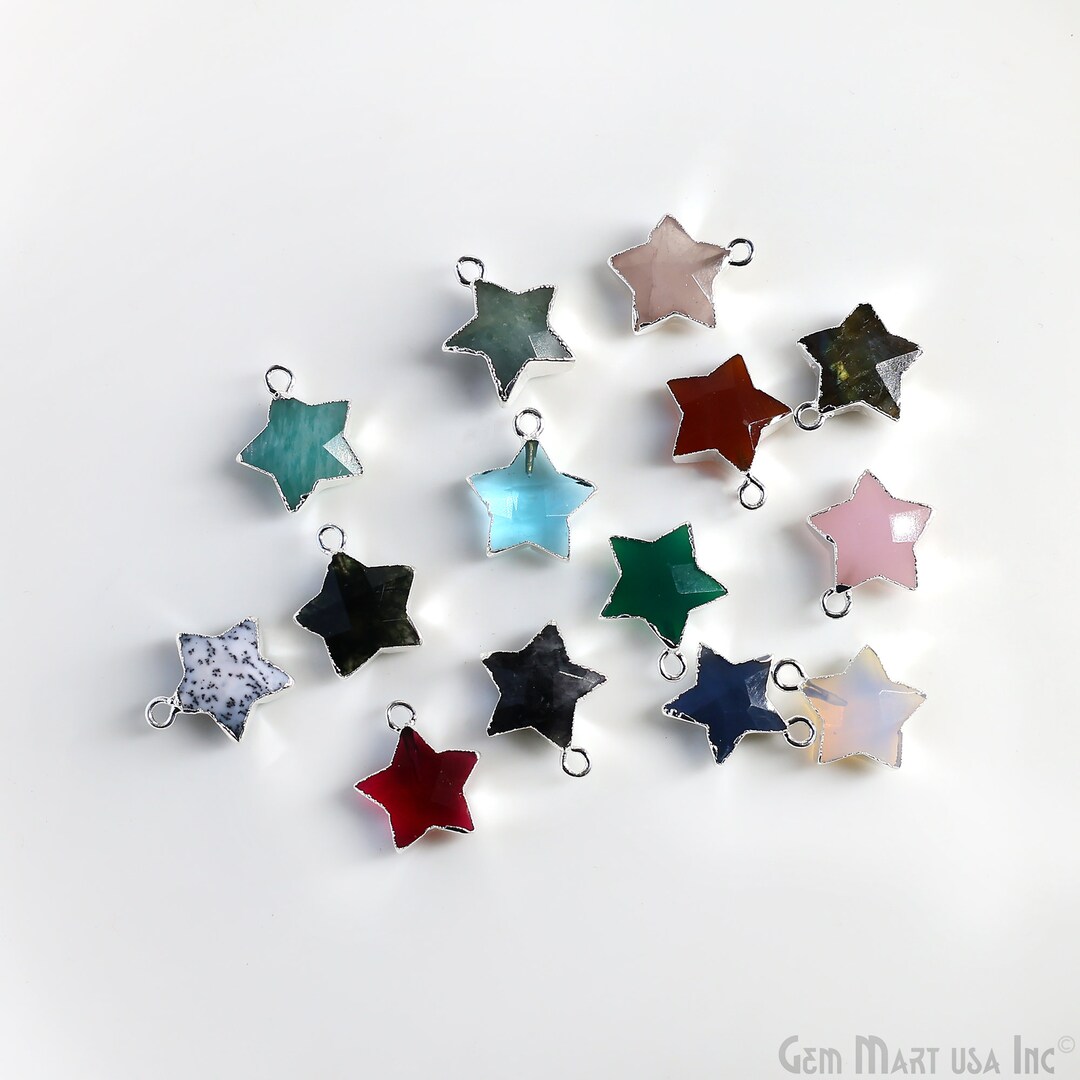 Star Connector, Gemstone Star Connector, Silver Electroplated Connector ...