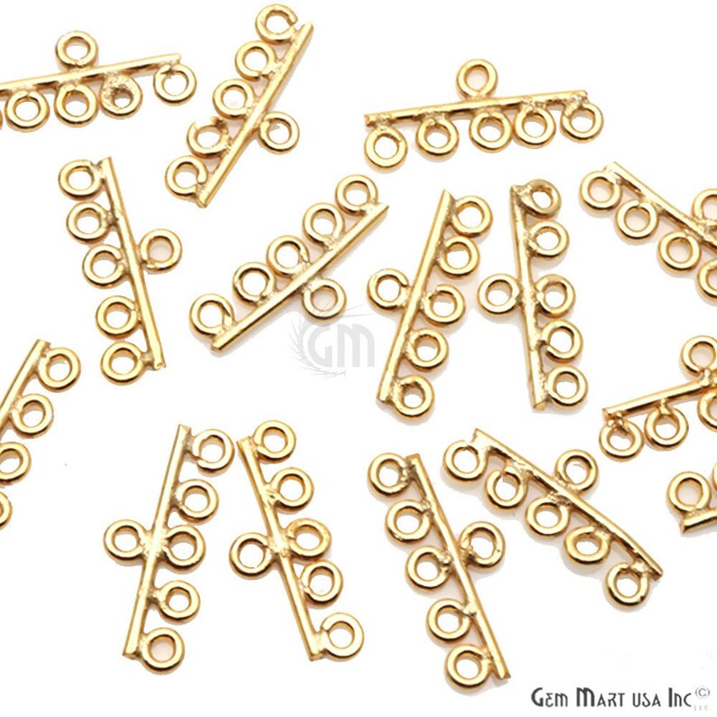 2 Pair Lot Gold End Bar, 5 Strand, Gold Plated Multi Strand Connector ...