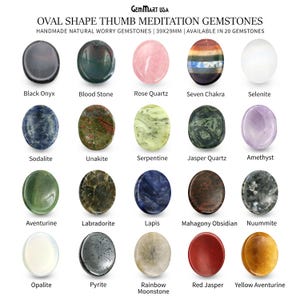 Thumb Meditation Gemstones, 39x29mm Oval Gemstones for Thumb, Hand ...