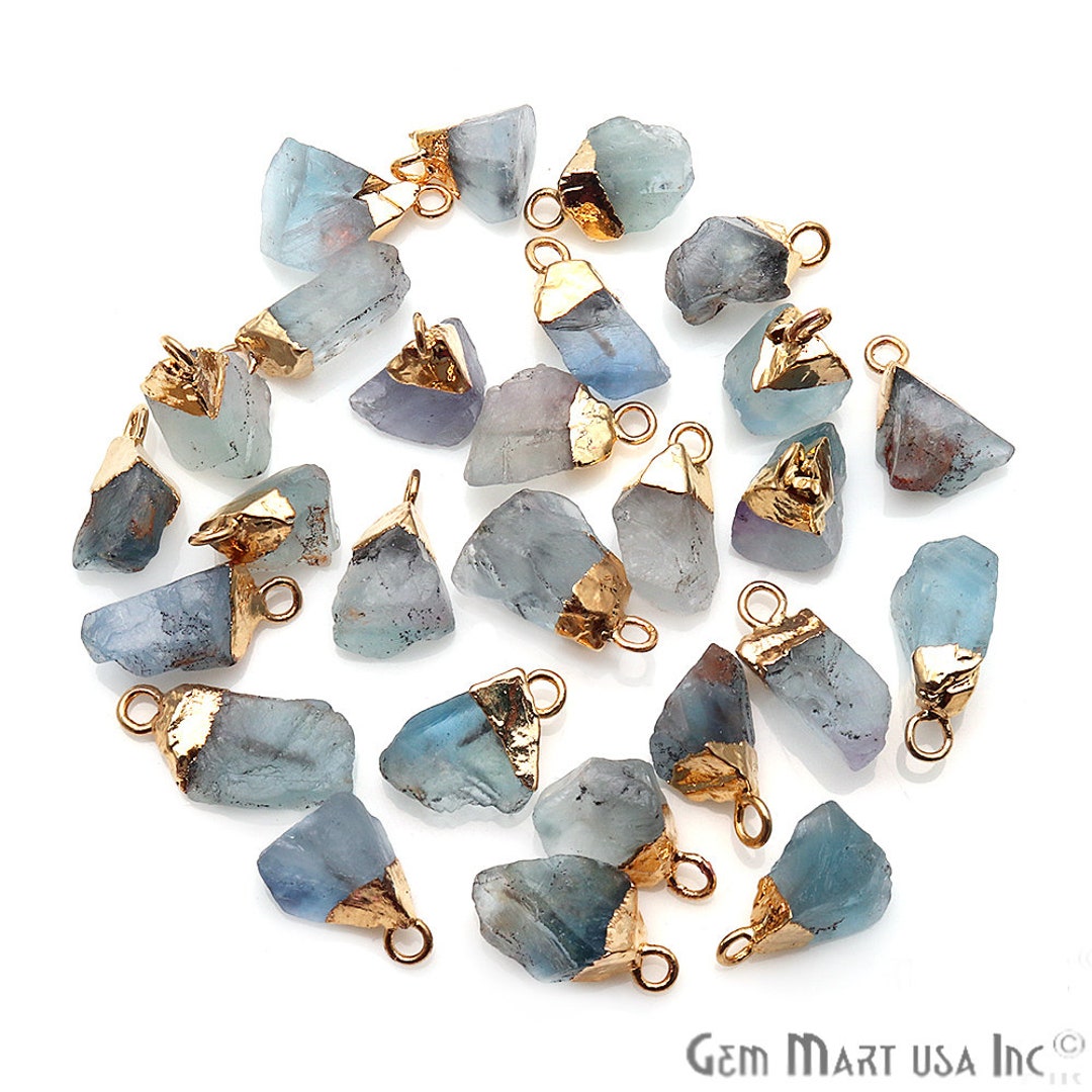 Fluorite Natural Raw Nugget Crystal Gemstone Gold Electroplated ...