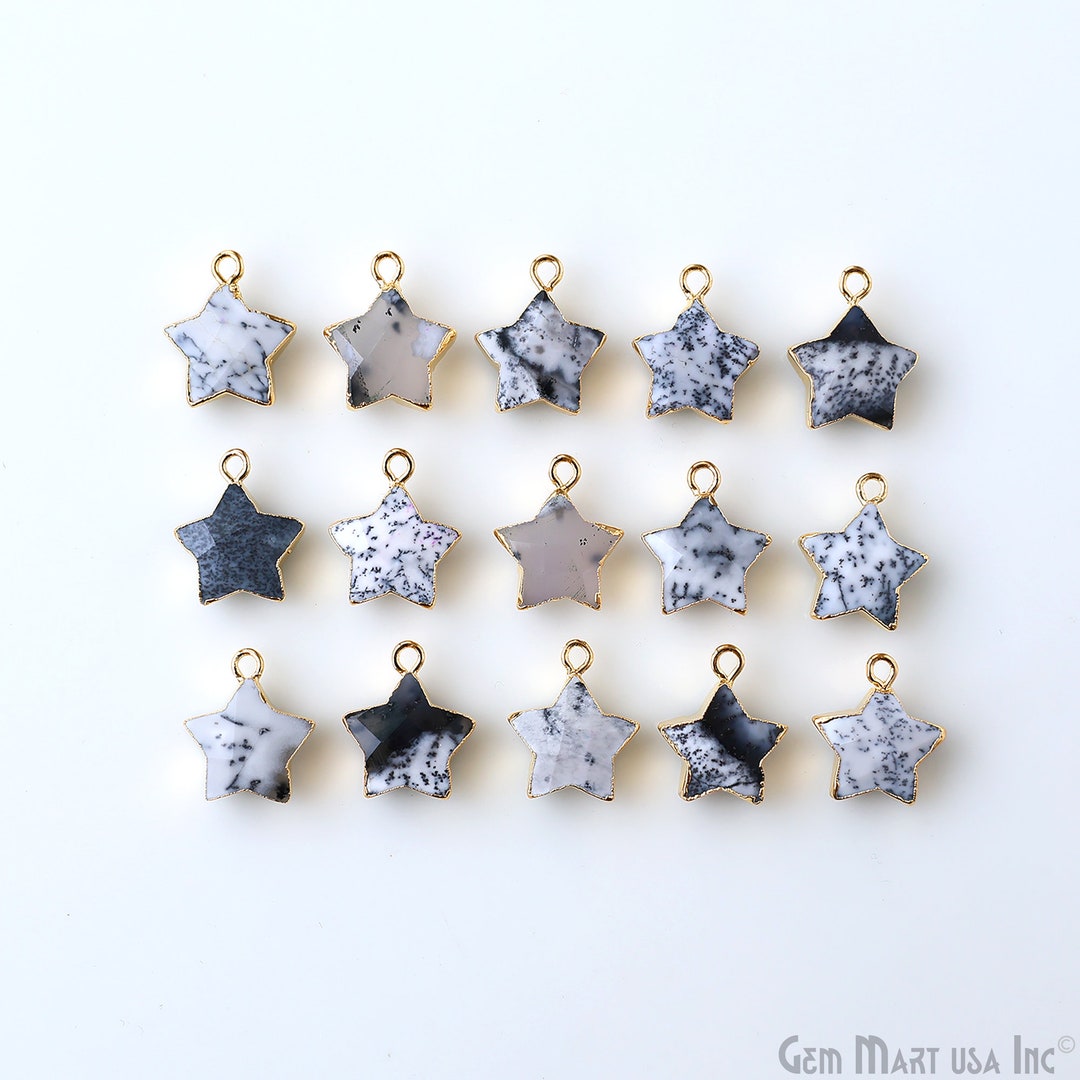 Dendrite Opal Star Connector, Gemstone Connector, Gold Electroplated ...