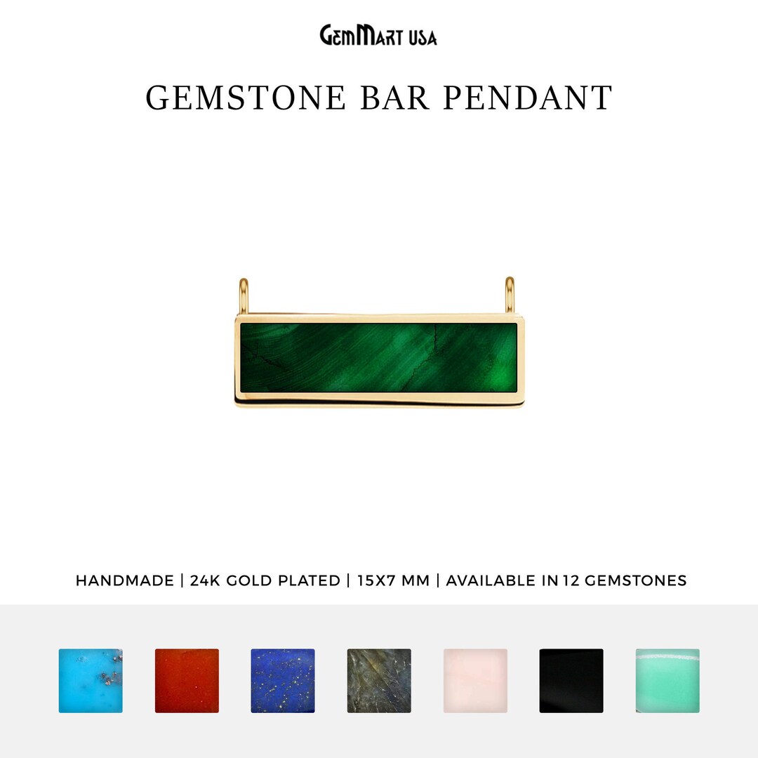 Rectangle Gemstone Bar Pendant, 15x7mm Gemstone Bar Necklace Pendant ...