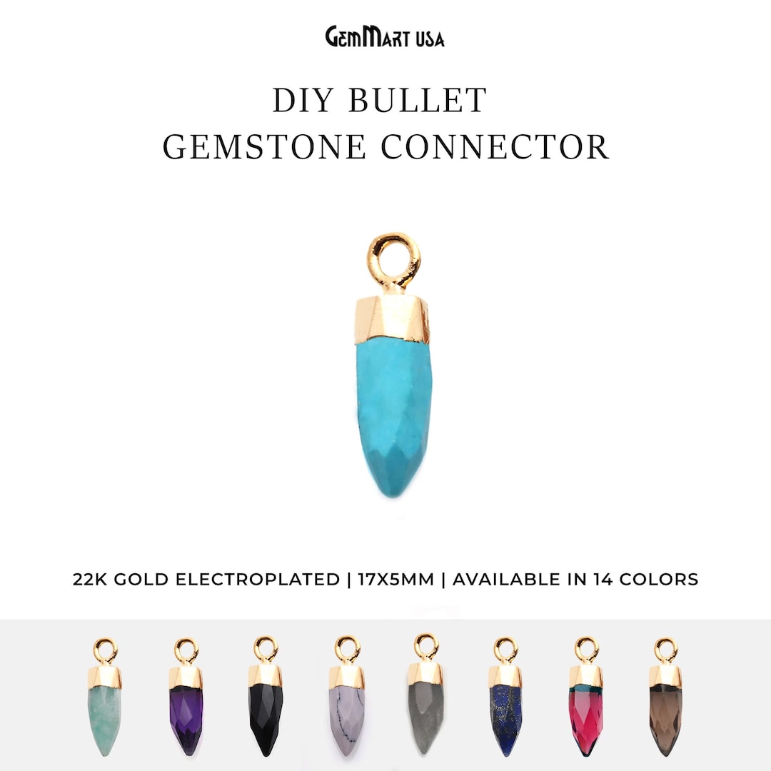 Bullet Shape Gemstone Connector, 17x5mm Bullet Spike Point Faceted ...