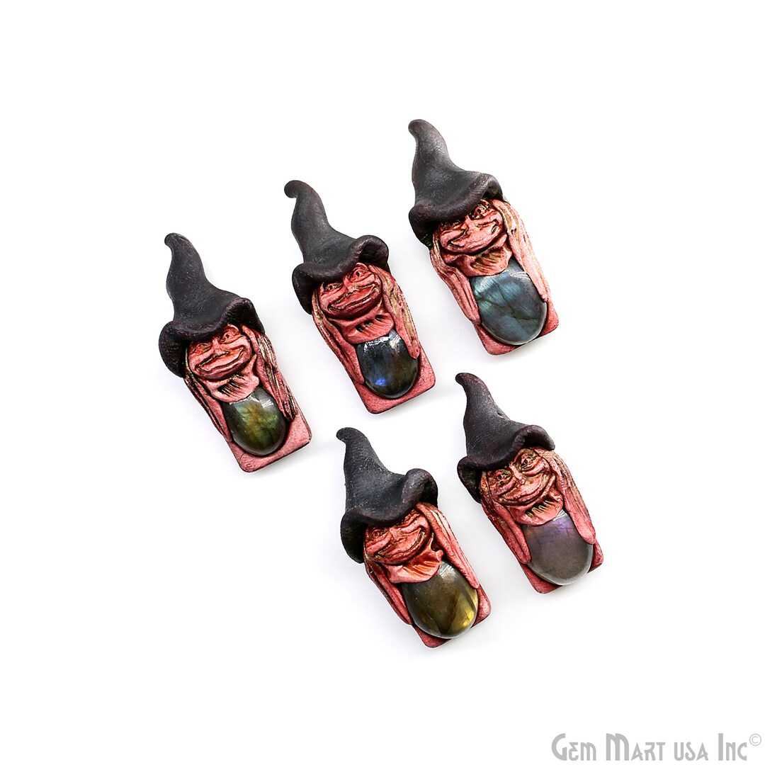 Merlin Elfin Labradorite Crystal Pendant, Handmade Clay Artware ...