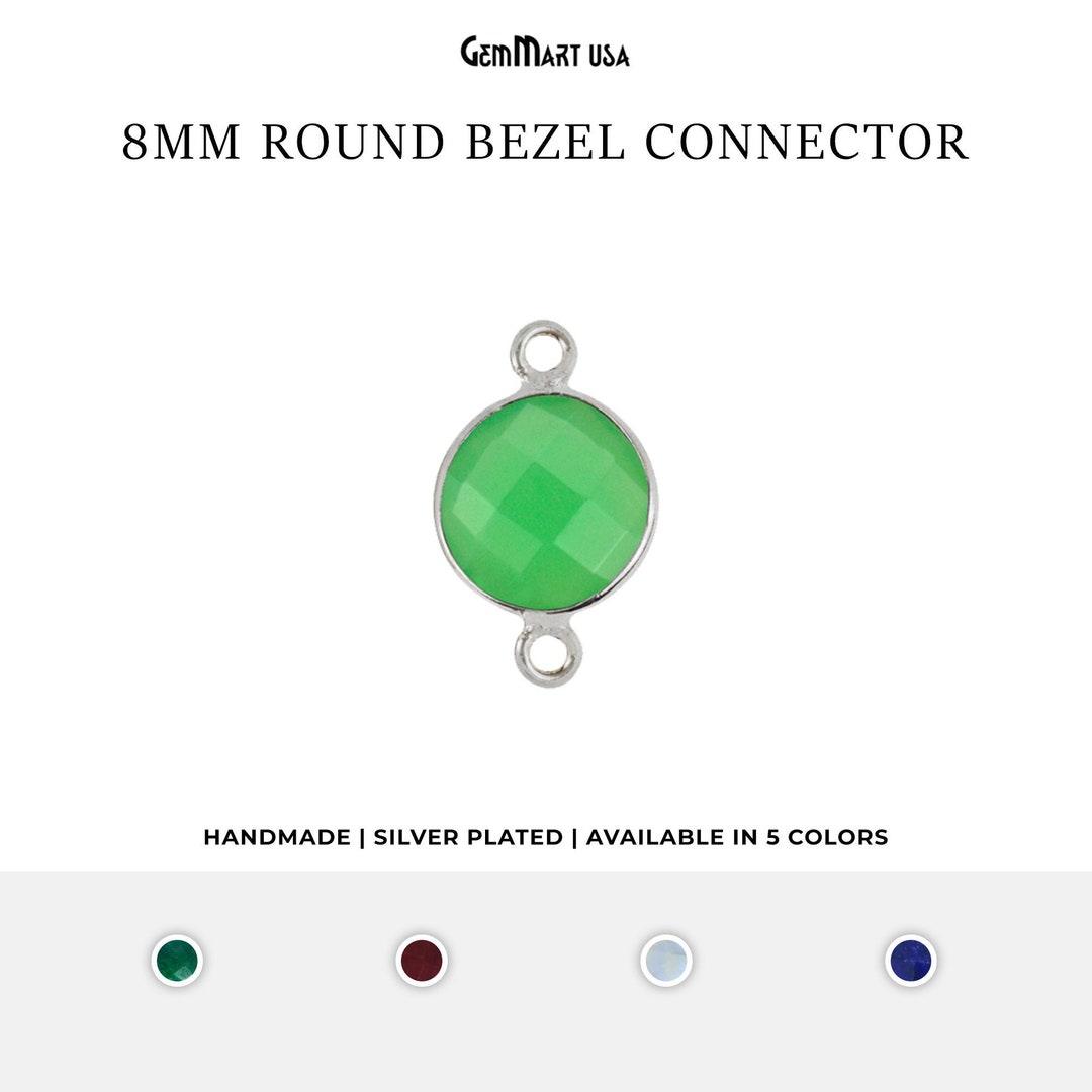 Round Shape Silver Bezel Connector, 8mm Faceted Gemstone Pendant ...