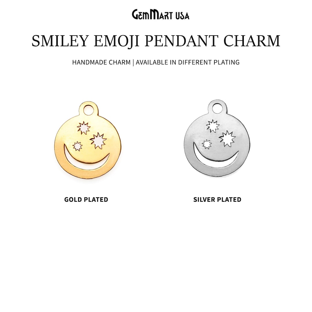 Metal Finding Smiley Emoji Charms, Gold/silver Plated Findings, Laser ...