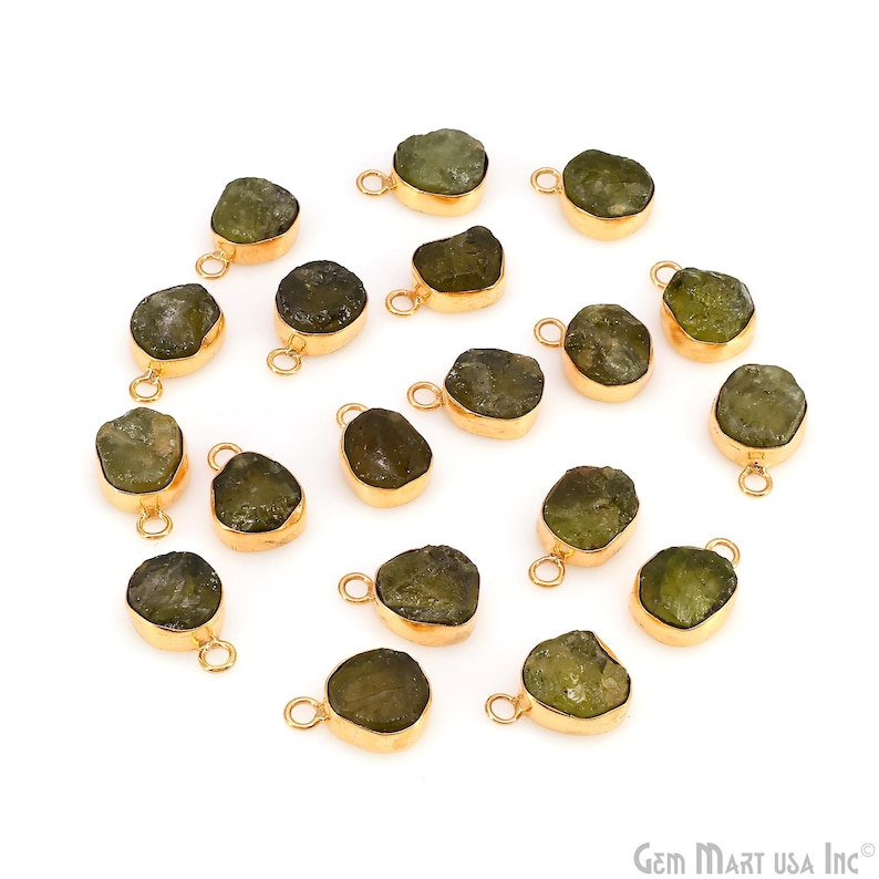 Raw Nugget Charm Gold Plated, Small Rough Gemstone, Organic Pendant for ...