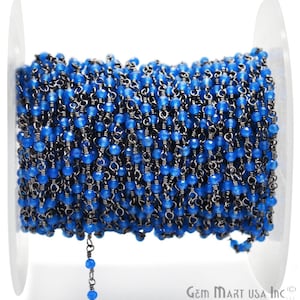 Sky Blue Chalcedony Chain, Rosary Chain, Faceted Bead Chain, Tiny Bead ...